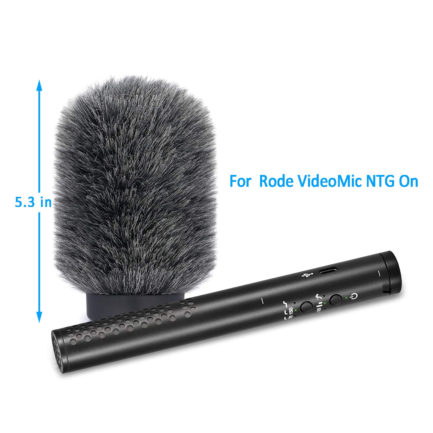 YOUSHARES NTG Furry Microphone Wind Shield - Windscreen/Windmuff for Rode VideoMic NTG and Microphones with Maximum Slot Length of 100mm (3.9") and Diameter of 18-24mm (Shag, Gray)