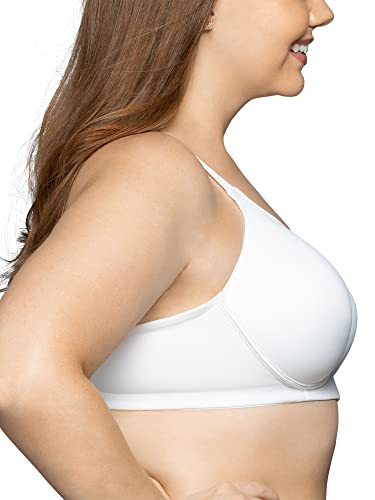Vanity Fair Womens Full Figure Beauty Back Smoothing Bra, 4-way Stretch Fabric, Lightly Lined Cups Up To H Bra, Wirefree - White, 40D US