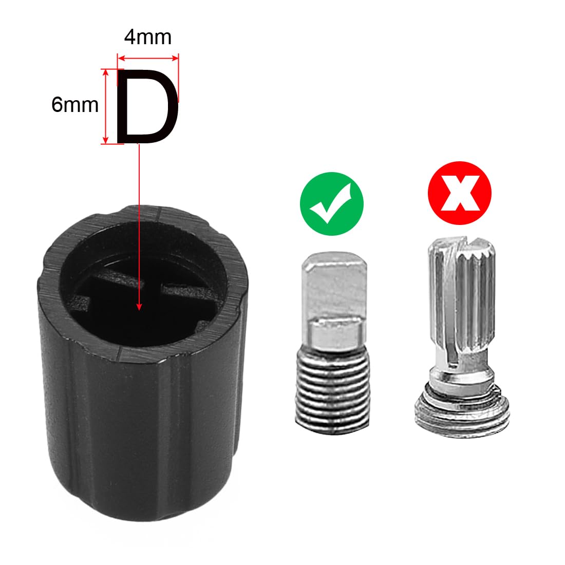 uxcell 10pcs,4x6mm D Type Potentiometer Control Knobs for Electric Guitar Volume Tone Knobs Black