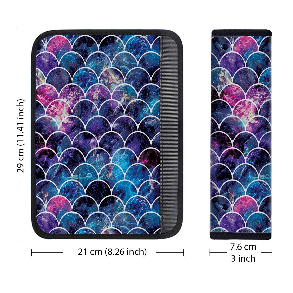 WIRESTER Soft Car Safety Seat Belt Shoulder Pad Cover Design, Cushion Harness Comfortable Pad - Mosaic Mermaid Scale