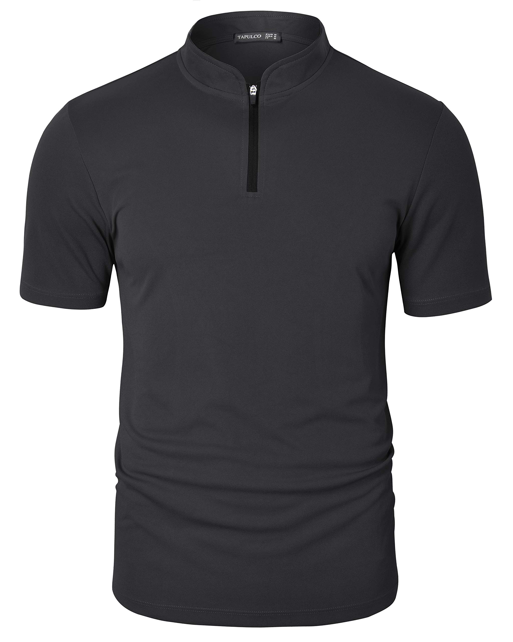 TAPULCO Mountain Bike Shirts for Men, Quick Dry Tech 1/4 Zip Pullover 2 Rear Pockets Moisture Wicking Breathable Sport Shirt Black Large