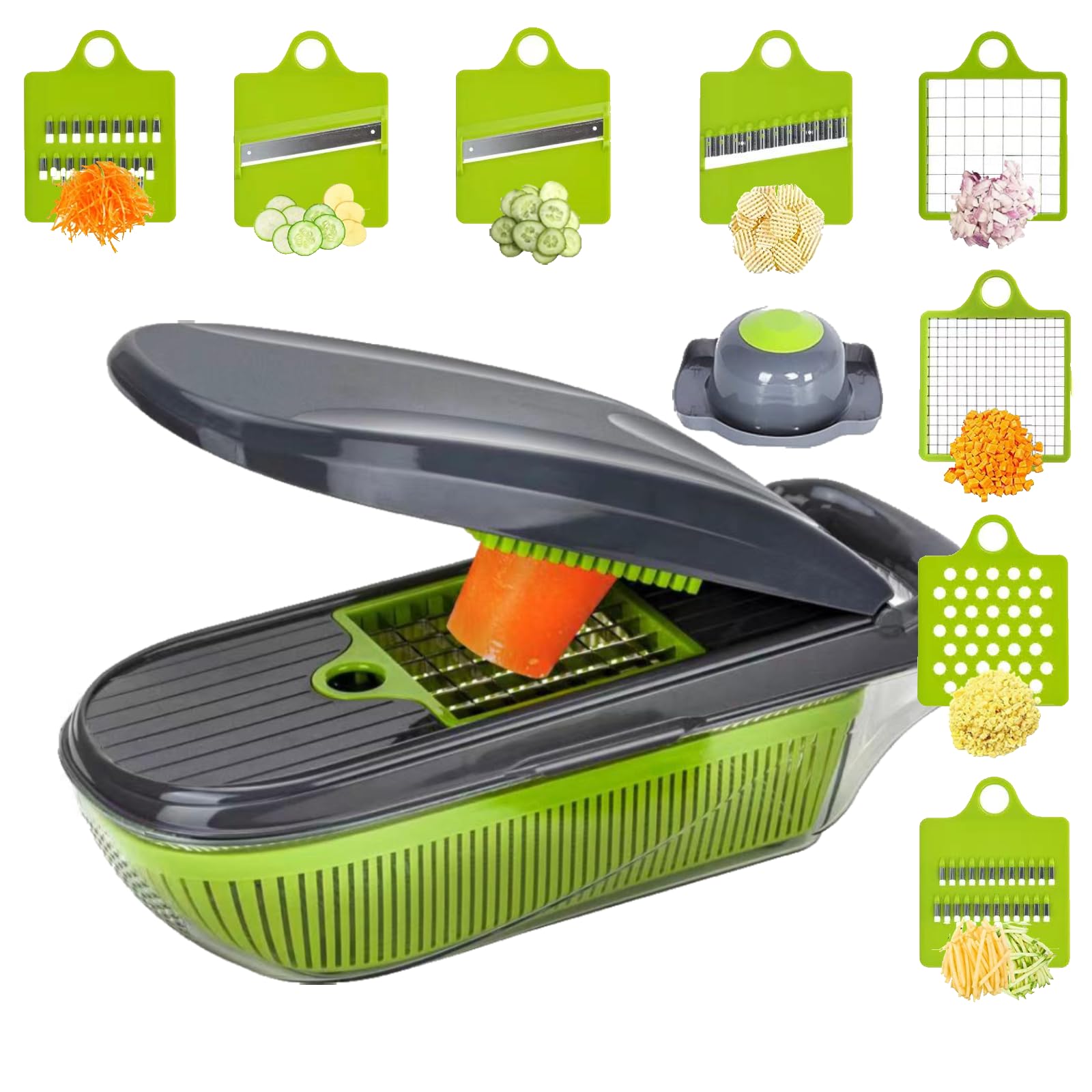 WALLBIG Vegetable Chopper, Mandoline Slicer Pro 12 in 1 Food Choppers with Multi Blade for Onion Potato Tomato Cucumber Carrot