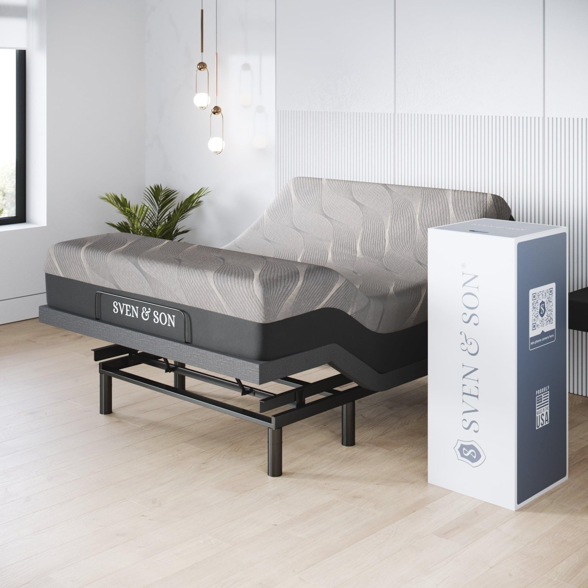 Sven & Son Classic Plus (with Head-Tilt) Adjustable Bed Base-Frame + 12 inch Memory Foam Matt (Medium), Head and Foot Lift, Massage, Under-Bed Lights, USB, Memory, Zero Gravity - Full
