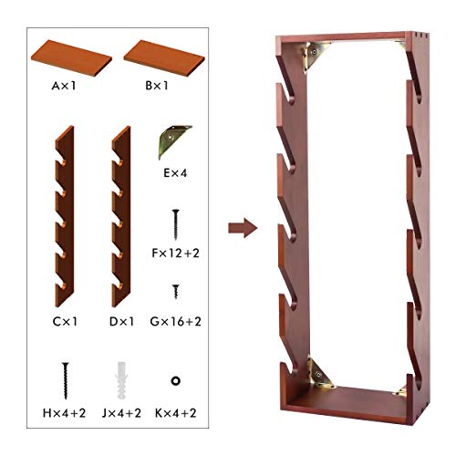Sunix Skateboard Wall Mount Display Rack, Wooden Skateboard Wall Rack with Five-Layer for Deck, Longboard, Snowboard, Skateboard Accessories for Home or Garage | Space-Saving Storage