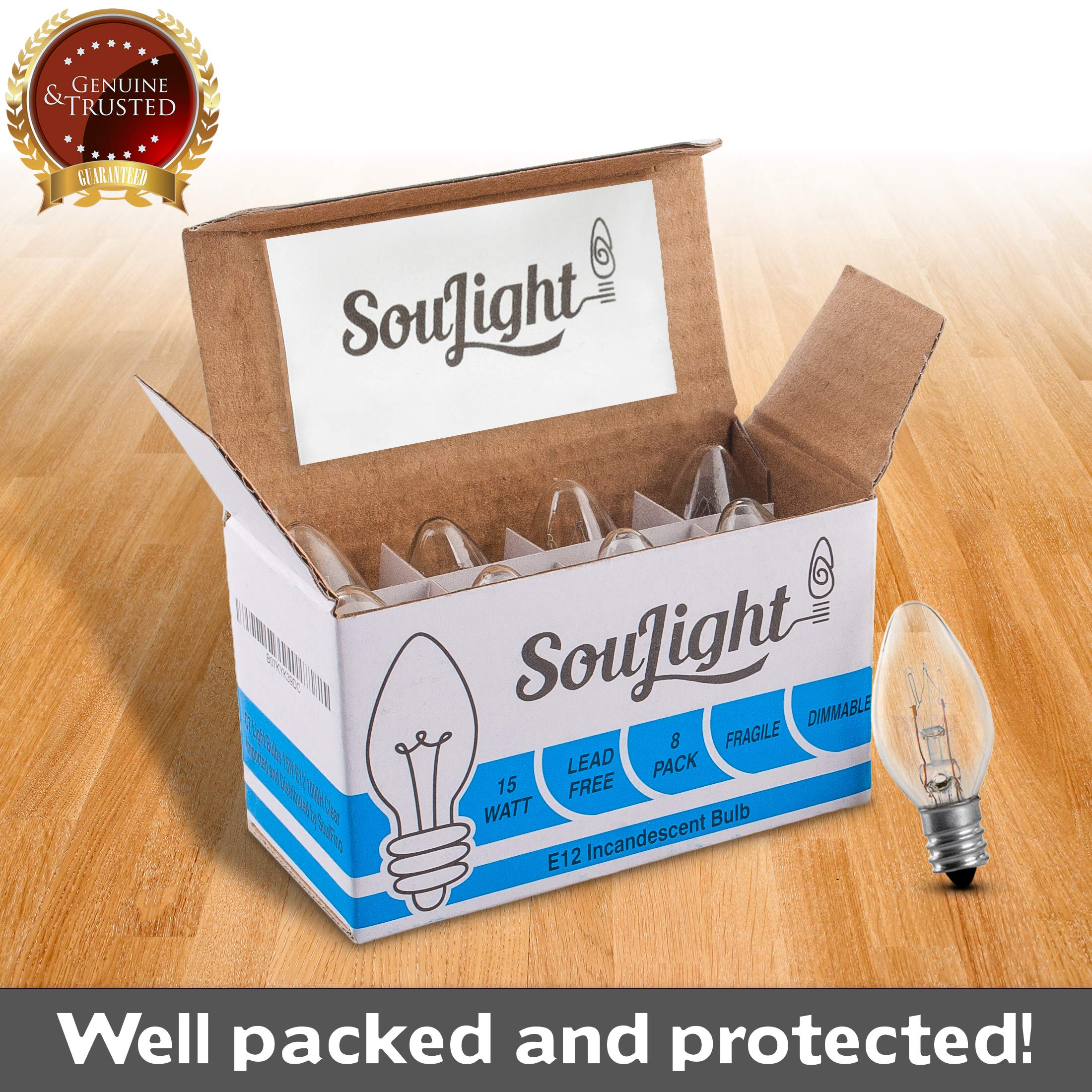Salt Rock Lamp Bulb 15 Watt Replacement Bulbs for Himalayan Salt Lamps & Baskets, Chandeliers, Candle & Wax Warmers, Night Lights. E12 Socket, C7, Warm White β 8 Pack