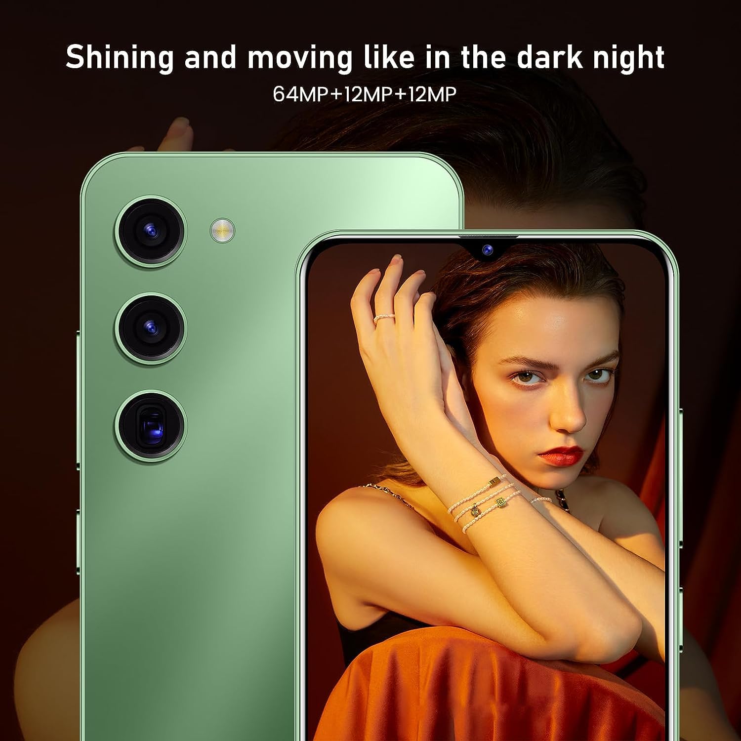 SANSHREUNI C23 Android 13 Phone Unlocked, 6GB+256GB Unlocked Cell Phones, 6.1" FHD+ Display 120HzD, Octa-Core CPU, 64MP Main Camera, 5800mAh Battery, Dual SIM, GPS, Face ID 5G Smartphone (Green)