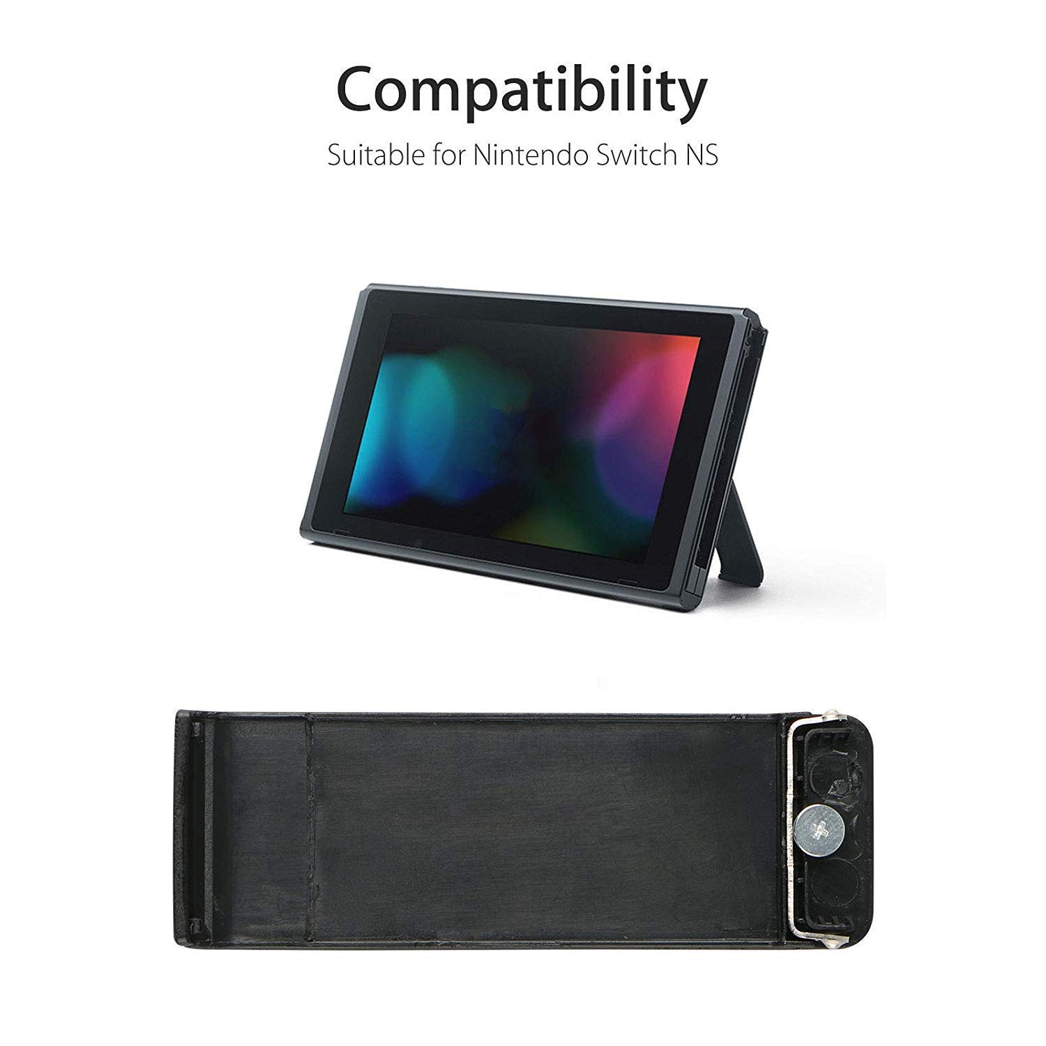 YICHUMY Replacement Back Shell Kickstand Stand Holder Mainframe Back Bracket for Nintendo Switch Console Holder Stand Nintendo Switch Back Kickstand (Black)