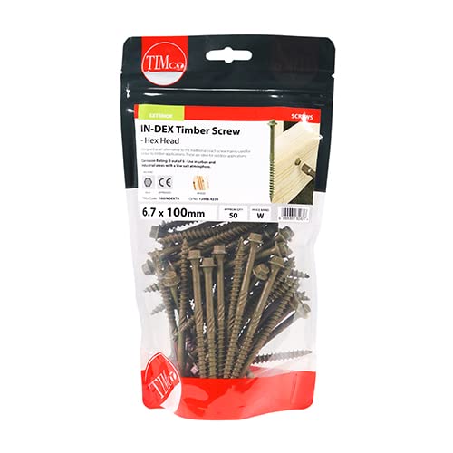TIMCO Timber Screws – Hex Head – Exterior Green – 6.7 x 100 - Bag of 50pcs