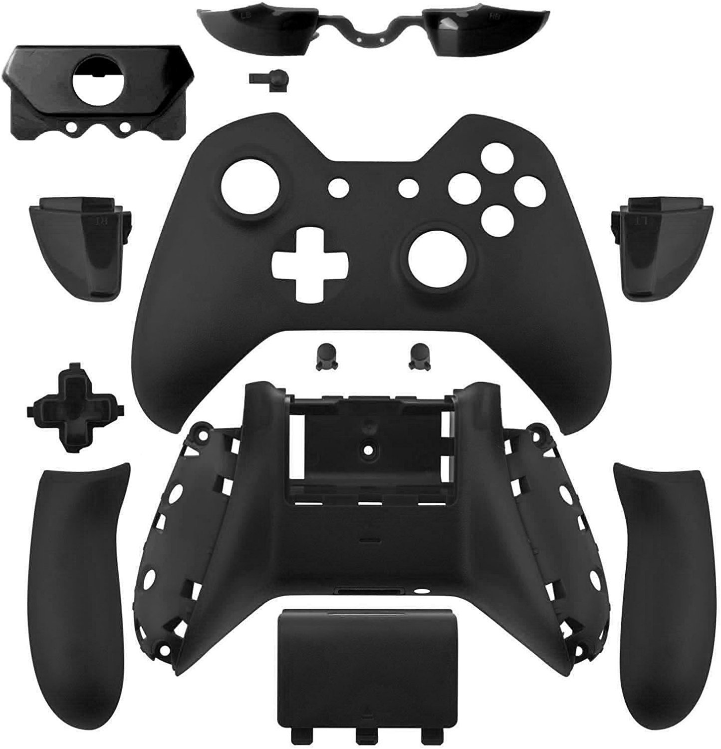 YICHUMY Replacement Controller Housing Shell Full Set Faceplates Buttons for Microsoft Xbox One Controller with 3.5 mm Headset Jack xbox one controller shell kit with 3.5 port (Black)