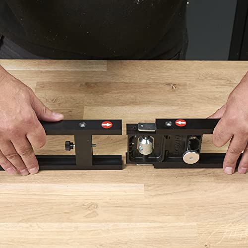 Trend Two-Part Skeleton Hinge Jig with Adjustable Blocks, Robust Carry Case & Guide Bush for Hinge Recess Cutting, Black, H/JIG/C