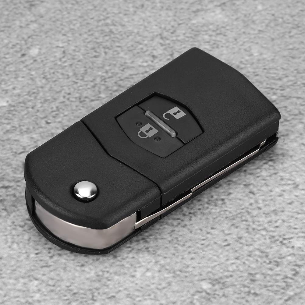 Terisass Car Remote Key Fob Case Shell 2 Button Automobile Keyless Entry Remote Flip Folding Key Fob Case Cover Housing for Mazda 2 3 5 6 RX8 MX5 2B