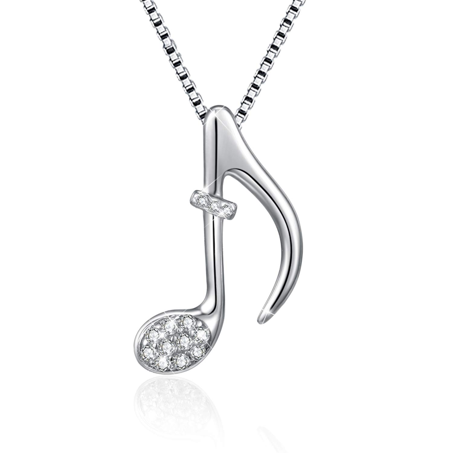 VANLAMS s925 Sterling Silver Musical Note Necklace for Women Girlfriend Quaver Music Jewelry Gifts