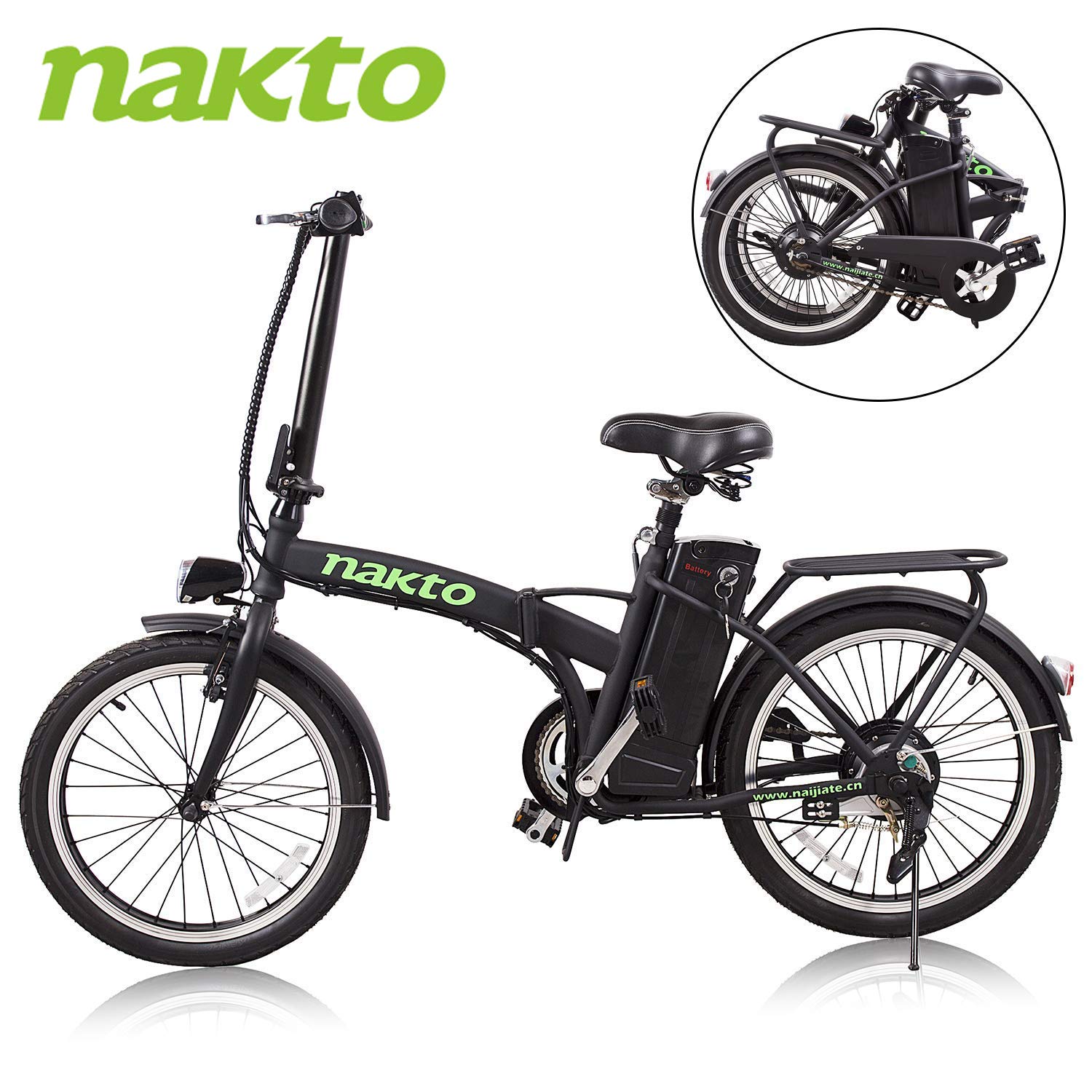 Santa Folding Electric Bike with 36V 10Ah Removable Lithium-Ion Battery, 20 inch Ebike Electric bicyclewith 250W Motor (Folding Black)