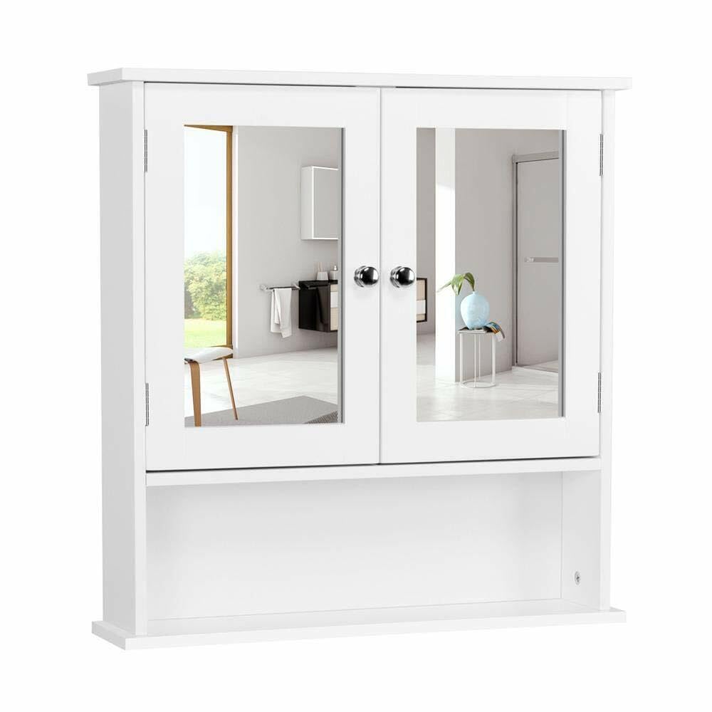 TBMAQ Bathroom Wall Mount Medicine Cabinet w/Adjustable Shelves 2 Mirror Door