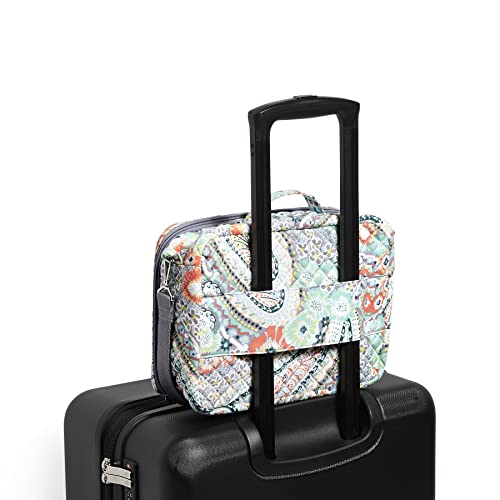 Vera Bradley Women's Cotton Grand Vanity Toiletry Makeup Organizer Case, Citrus Paisley - Recycled Cotton, One Size