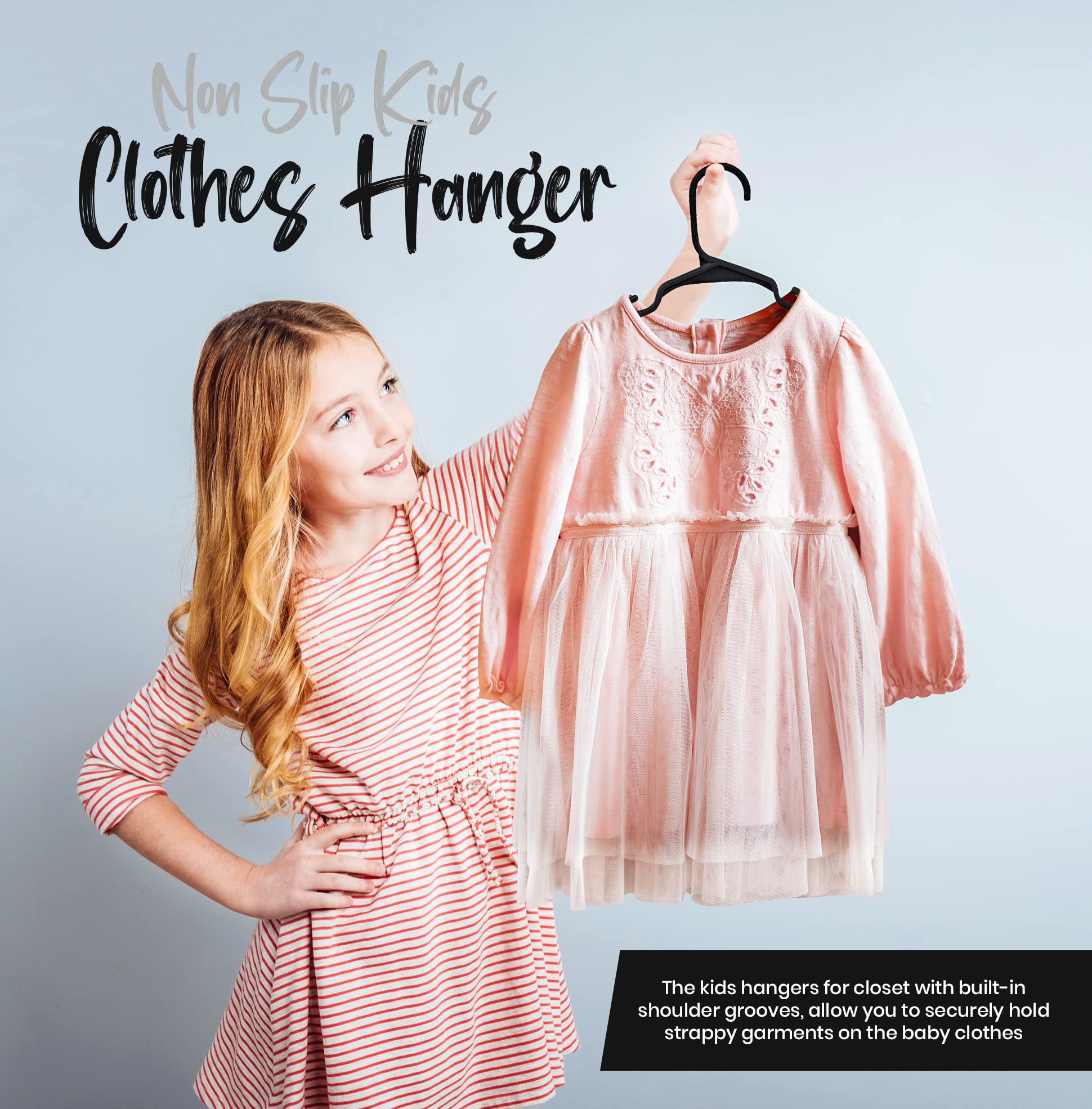 Utopia Home 60 Pack Kids Hangers - 11.5 Inch Plastic Baby Hangers for Closet - Childrens Hangers for Clothes & Infant Hangers for Closet - Ideal for Everyday Standard Use (Black)