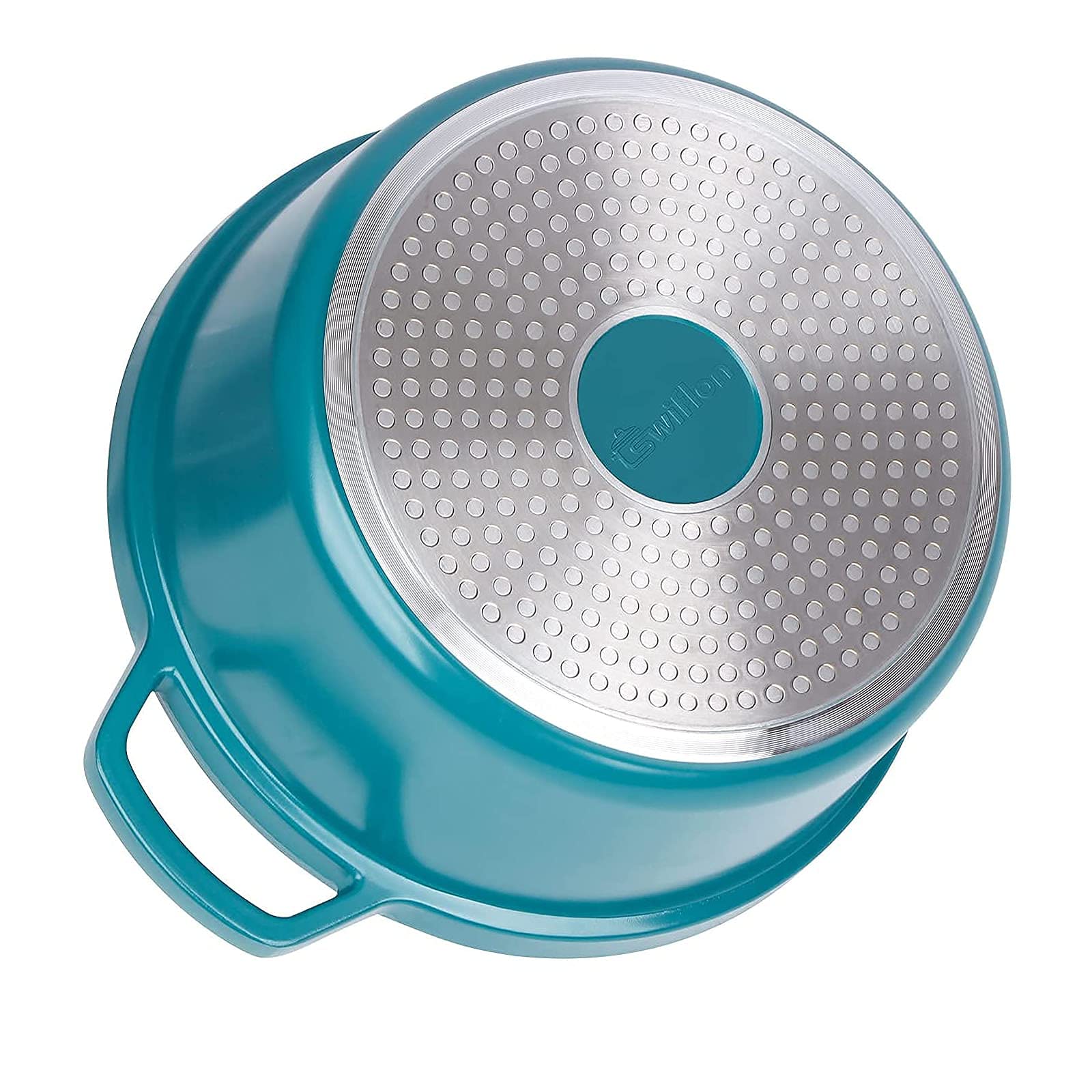 swiflon Dutch Oven Pot with Lid 6.8-QT Cast Aluminum Nonstick Casserole, Lightweight Cookware Braiser Pot Suitable for Meats, Soups, Bread Baking in Oven, Turquoise