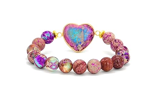 ZOSOJONA Women Wrap Bracelet Boho Natural Jasper Crystal Stone Beads Strand Bracelets (Imperial Jasper)