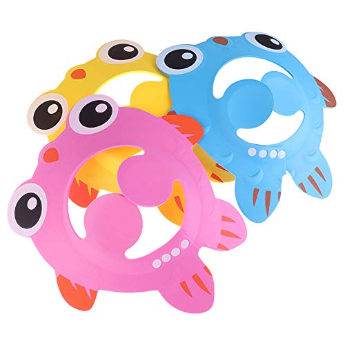 SUNTRADE 3PCS Adjustable Cartoon Baby Bathing Visor,Safe Shampoo Shower Bathing Protect Soft Cap Hat for Baby Children Kids
