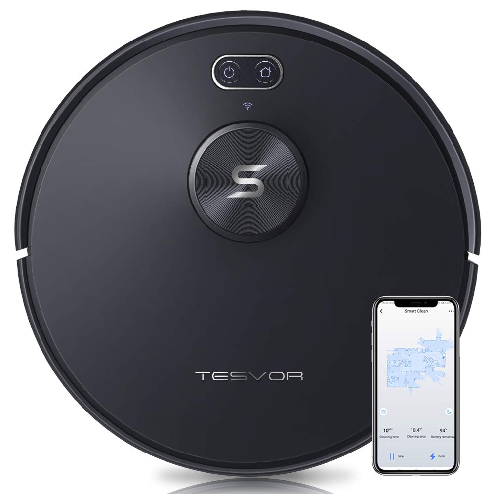 Tesvor Robot Vacuum, S6 Laser Navigation 2700Pa Auto-Charging Robot Vacuum Cleaner Compatible with Alexa/App, Ideal for Pet Hair & Dust, Carpets & Hard Floors