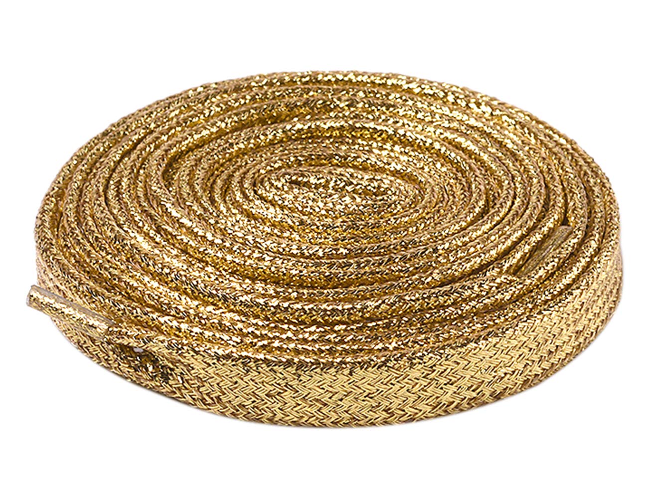 Santimon Metallic Glitter Flat shoelaces Colorful Fashion 2 pairs for Canvas Sneaker Athletic Shoes Light Gold 51"