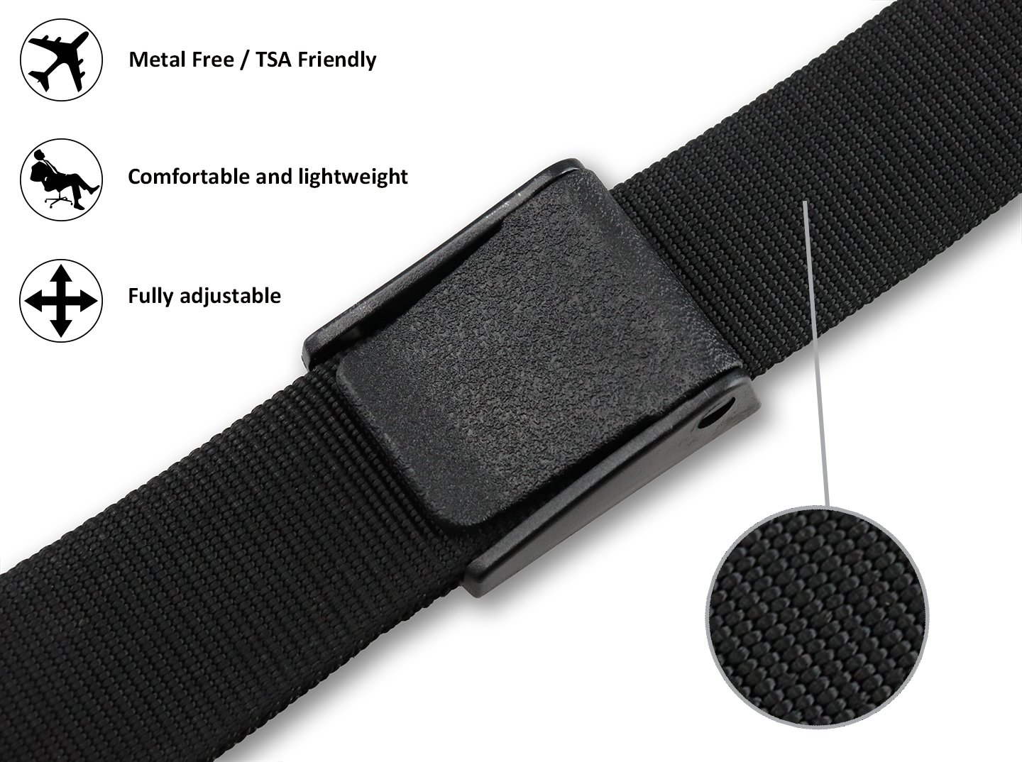 Titan Durable Outdoor Nylon Web Belt Metal Free (Black)