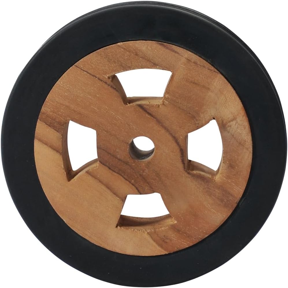 vidaXL - 2pcs Hard-Wearing Sunlounger Spare Wheels - Solid Teak Wood and Rubber - Outdoor Furniture - Easy to Mount - with Assembly Tools Included
