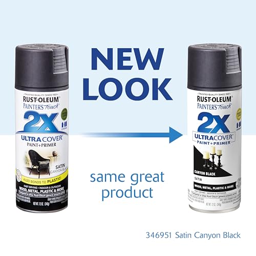 Rust-Oleum 346951-6PK Painter's Touch 2X Ultra Cover Spray Paint, 12 oz, Satin Canyon Black, (Pack of 6)