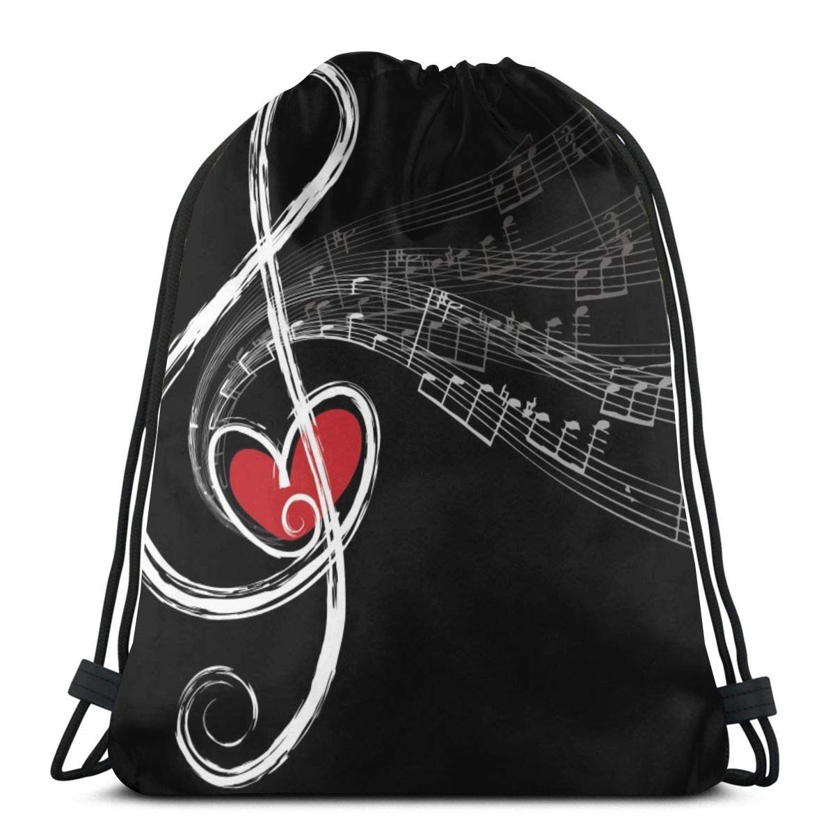 YISHOW Treble Love And Music Notes Unisex Drawstring Backpack Bag Sport Gym Travel Sackpack
