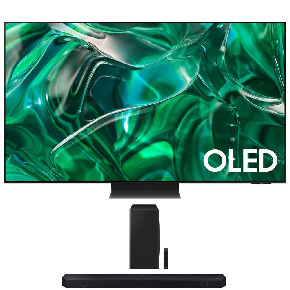 SAMSUNG S95C 65 inch HDR Quantum Dot OLED Smart TV (2023) Bundle with Q-series 5.1.2 ch. Wireless Dolby ATMOS Soundbar w/Q-Symphony, HW-Q800C