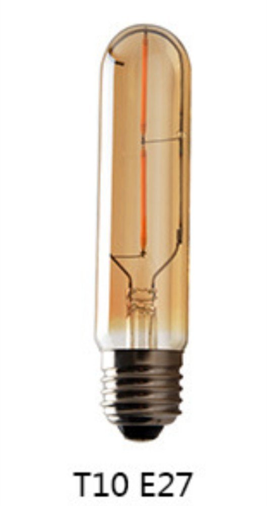 Vintage Edison LED Bulb 4 Pack,T10/T30 LED Bulbs 2W Antique COB Tubular Filament LED Bulb Tubular Edison Style LED Filament Bulb T10,Dimmable,E27 Medium Base,Warm White 2300K,Amber Glass Cover