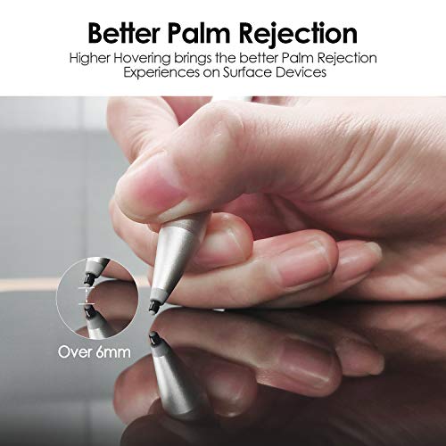 Uogic Pen for Microsoft Surface, Palm Rejection, 1024 Levels Pressure, Flex & Soft HB Nib, Compatible with Surface Pro/Studio/Book/Laptop/Go, Including 2 Spare Nibs & AAAA Battery