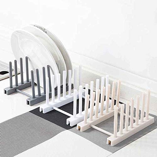 WUDILU Kitchen Organizer Pot Lid Rack Spoon Holder Pot Lid Shelf Cooking Dish Rack Pan Cover Stand Kitchen Accessories (Color : Beige)