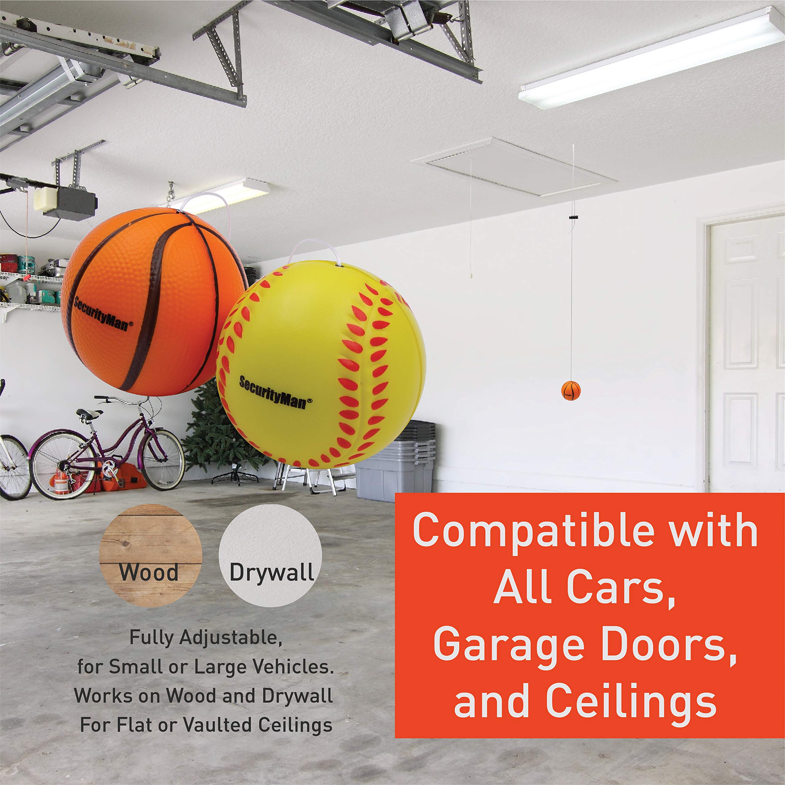 SECURITYMAN Garage Parking Aid for Cars (2 Pack) - Park Confidently with This Garage Car Stop Indicator - High Visibility and Easy to Install Parking Stopper for Garage