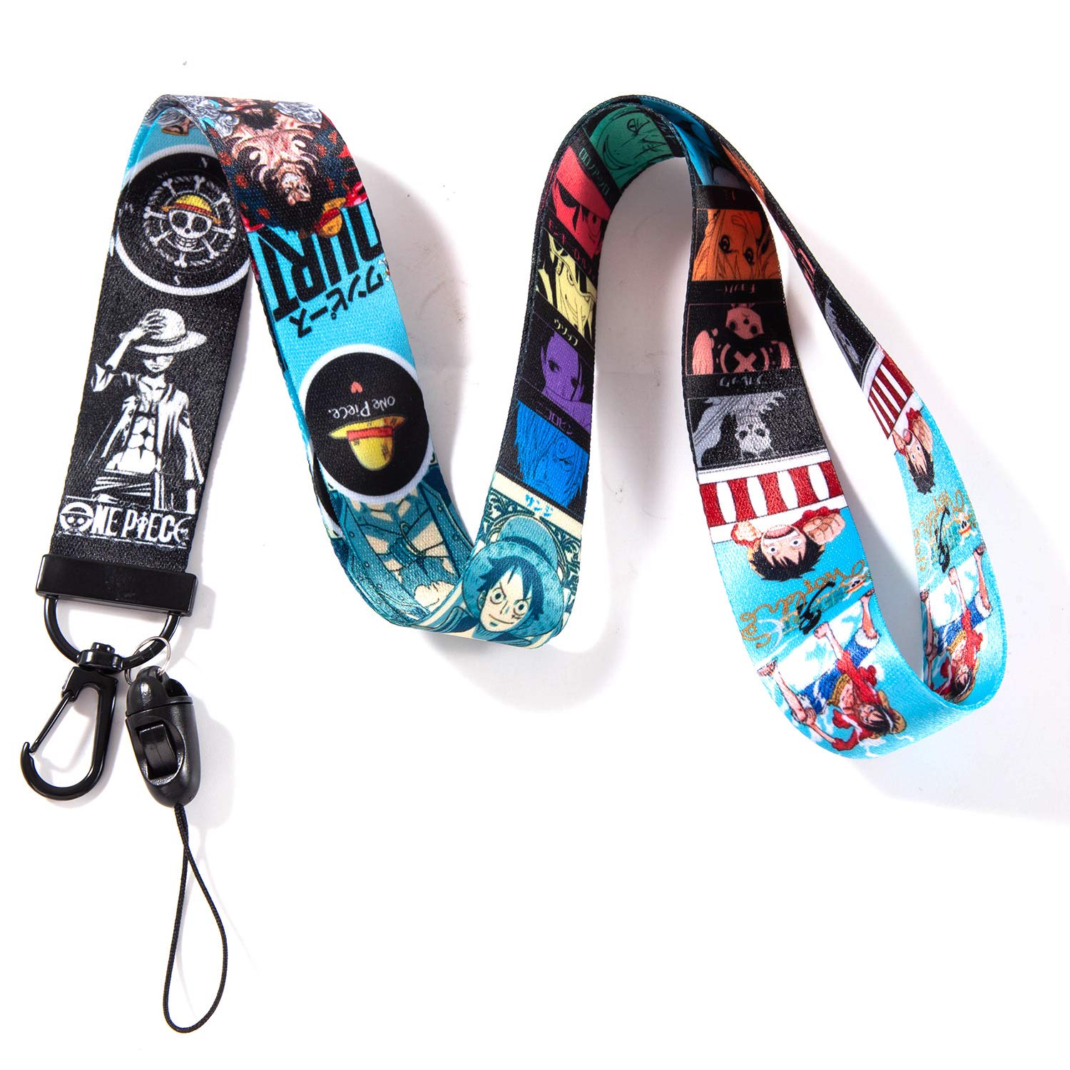 w chain ONE PIECE Anime Keychains,Keychain Lanyard,Anime Lanyard,ID Holder for Badge (one piece1Black Green)