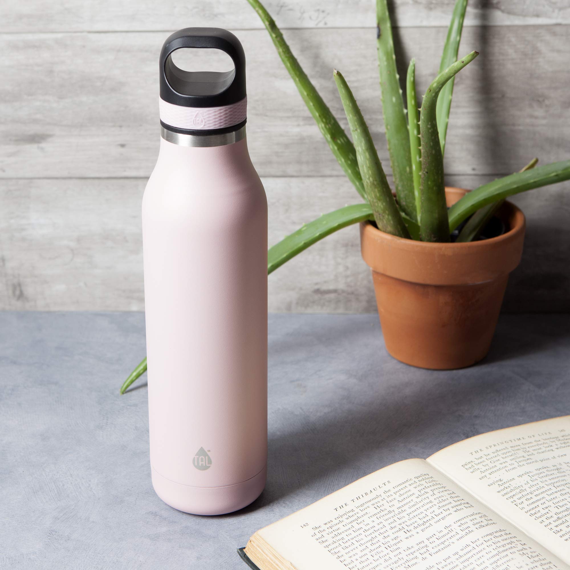 TAL 24oz Double Wall Vacuum Insulated Stainless Steel Ranger Sport Water Bottle, Light Pink