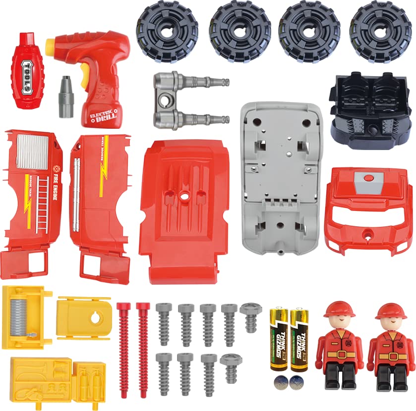 Think Gizmos Take Apart Toy Fire Truck - Includes Working Drill, Realistic Sounds and Lights - Easy DIY Assembly - Great Toy for Boys and Girls Ages 3+