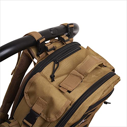 Sager Creek Dad Diaper Bag Backpack with Changing Pad. Waterproof Military Diaper Backpack for Men w/Insulated Compartment (Brown)