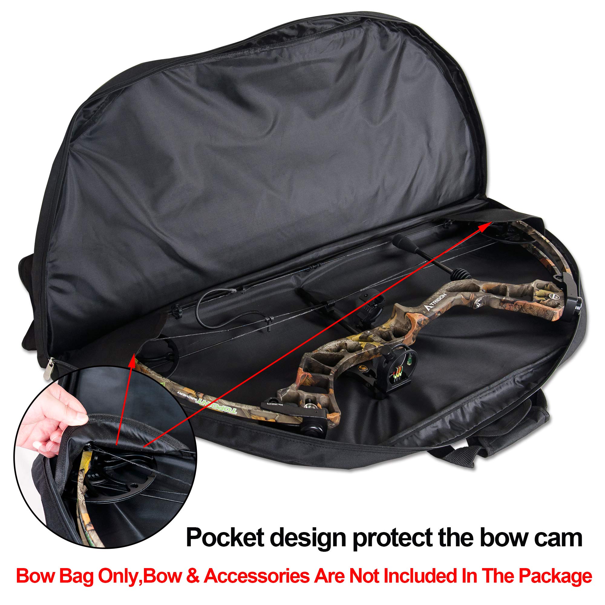 TOPOINT Archery Compound Bow Case Soft Bow Case Hunting Compound Bow Bag Padded Layer Foam Bow Holder Arrow Tube Protect Bow and Arrow Hunter Bow Archery Case (Black)