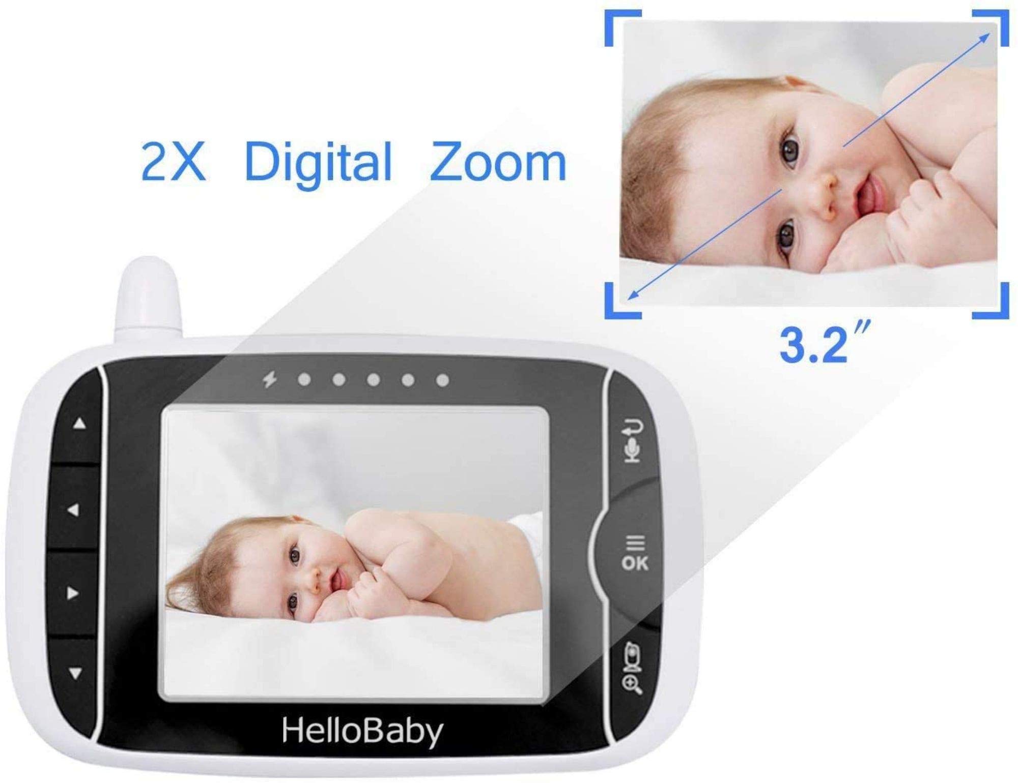 Video Baby Monitor with Camera and Audio | Keep Babies Nursery with Night Vision, Talk Back, Room Temperature, Lullabies, 960ft Range and Long Battery Life