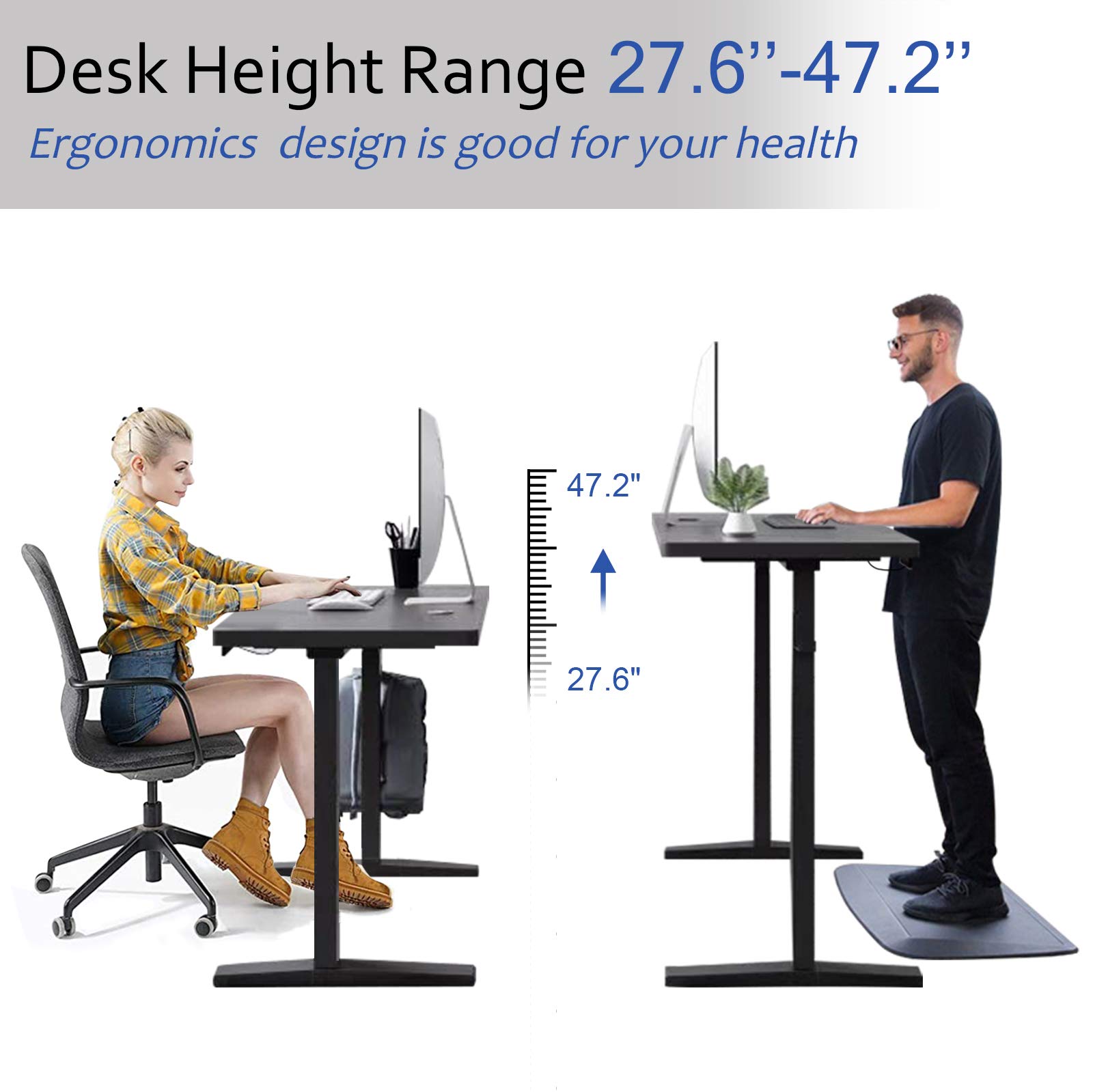 Up Mover Adjustable Standing Desk, 44×24 Inches Height Adjustable Desk, Electric Sit Stand Home Office Desks