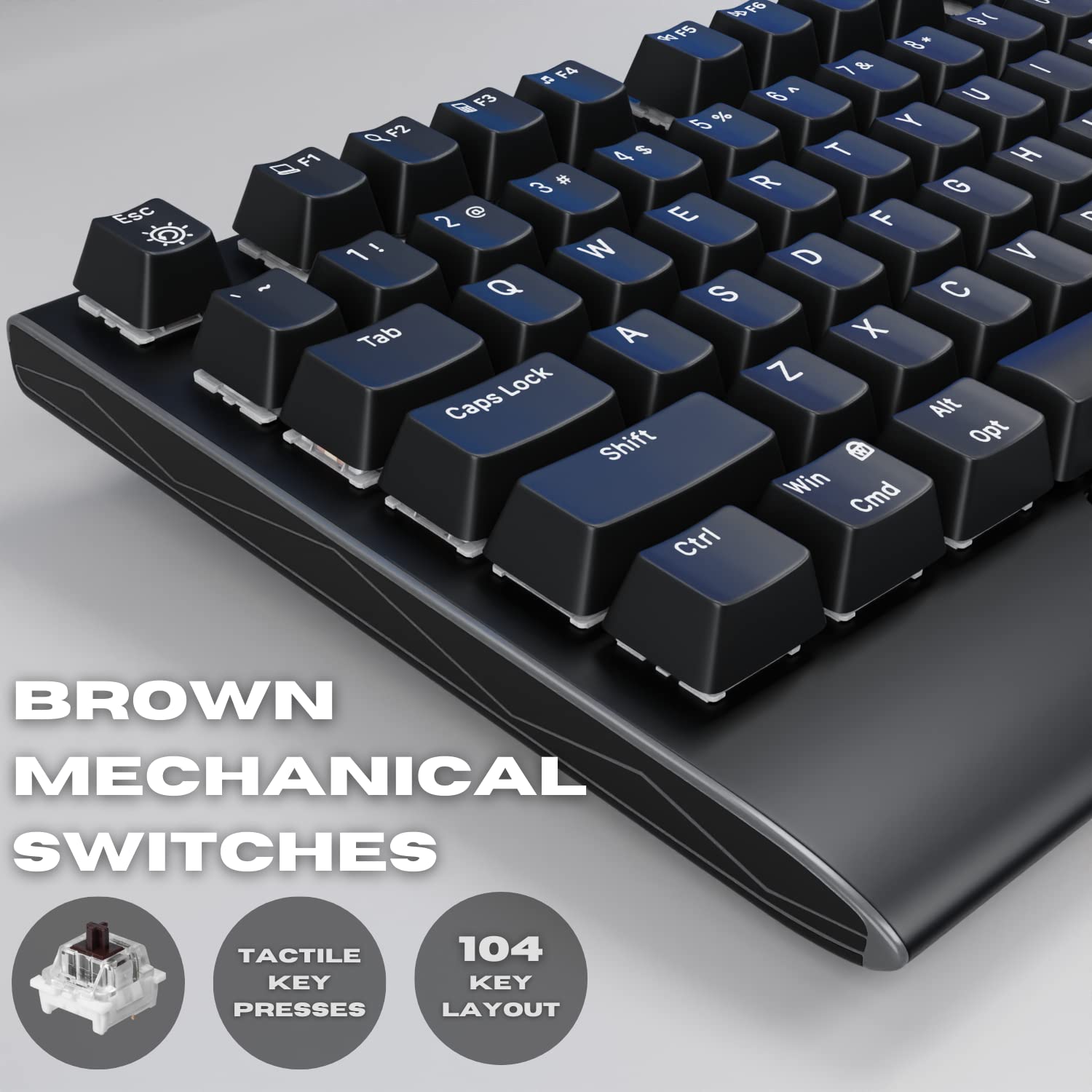 X9 RGB Mechanical Keyboard Gaming - Full Size USB Wired Mechanical Gaming Keyboard - Roller Bar, Metal Top Panel, Brown Switch - Mechanical RGB Keyboard