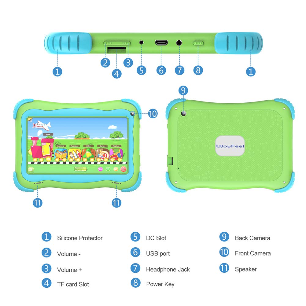 UJoyFeel Kids Tablet 7 Android Kids Tablets for Kids Edition Tablet PC Android Quad Core Toddler Tablet with WiFi Dual Camera IPS Safety Eye Protection Screen and Parental Control Mode