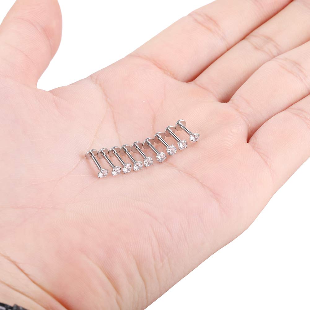Xpircn 16G Labret Monroe Lip Rings Helix Tragus Earring Studs Piercing Jewelry 9-18PCS (16Gx10mm, Rose Gold, 18PCS)