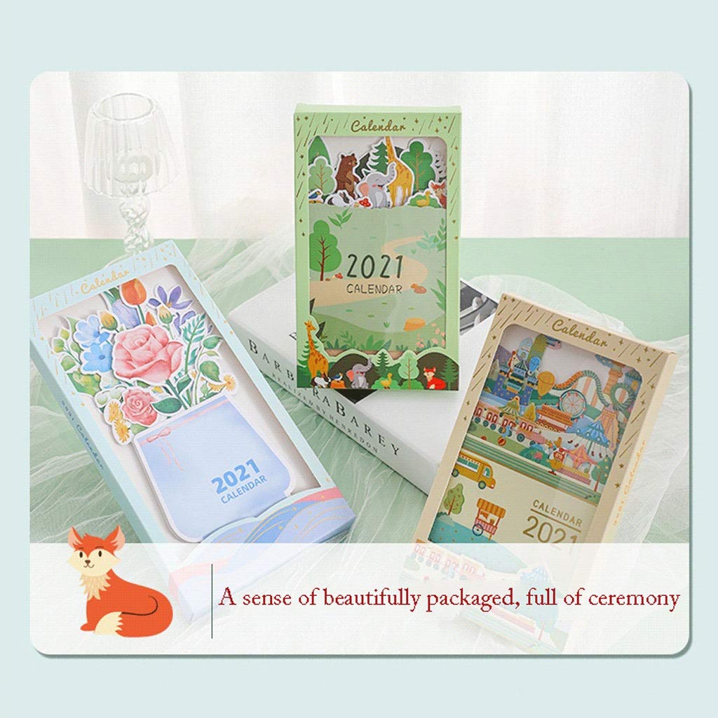 WUHE Desk Calendars 2021 Desk Calendar Cartoon Desk Calendar Cute Plan Card Perpetual Calendar Student Countdown Clock-in Notepad Customization Calendars (Color : A Desk Calendar)