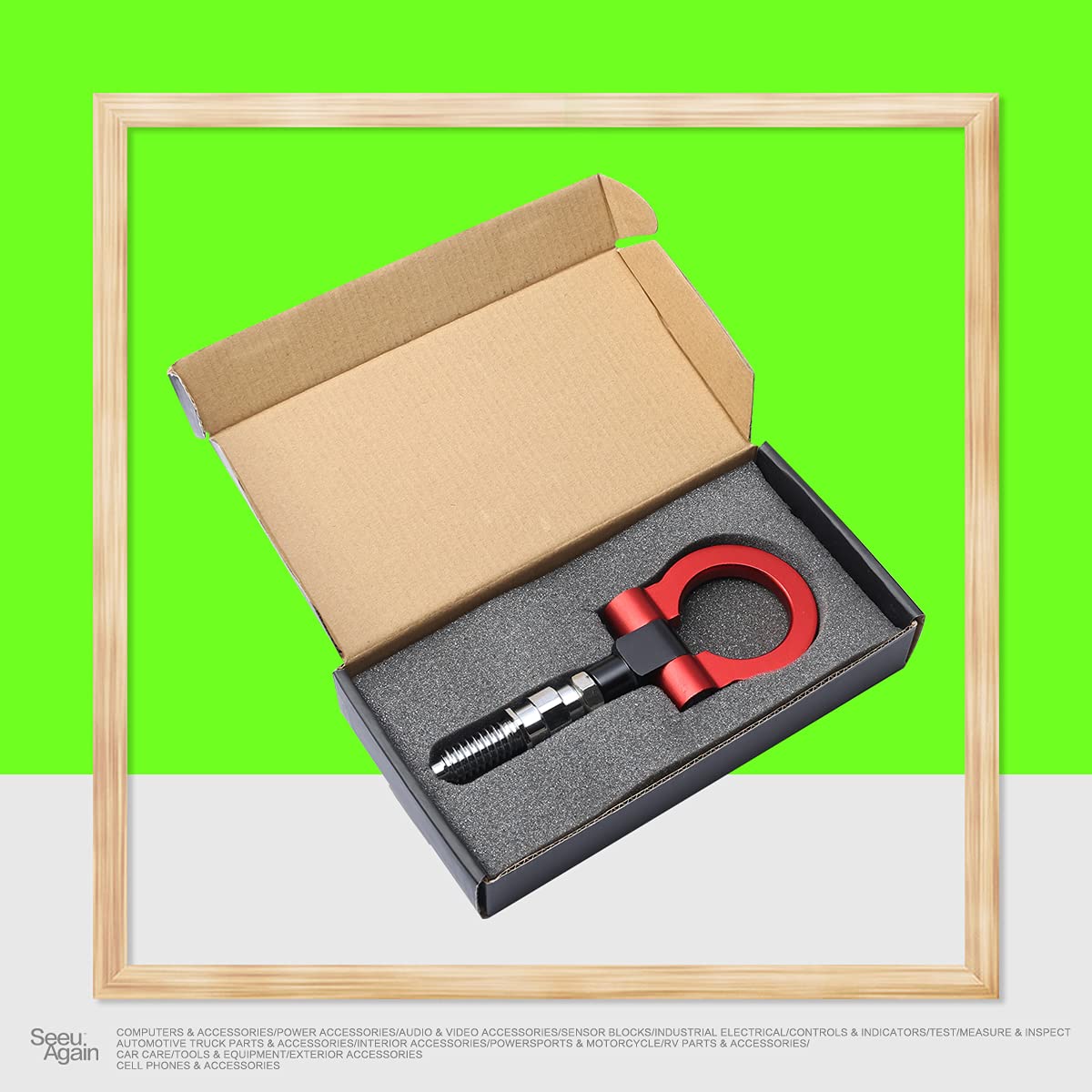 SEEU. AGAIN Track Racing Style Tow Hook Towing Eye CNC Aluminum Screw On Front Rear Bumper Replacement for 3 Series E36 E46 E90 E91 E92 E93 318 320 323 325 328 330 335 M3 1992 to 2012 (Red)