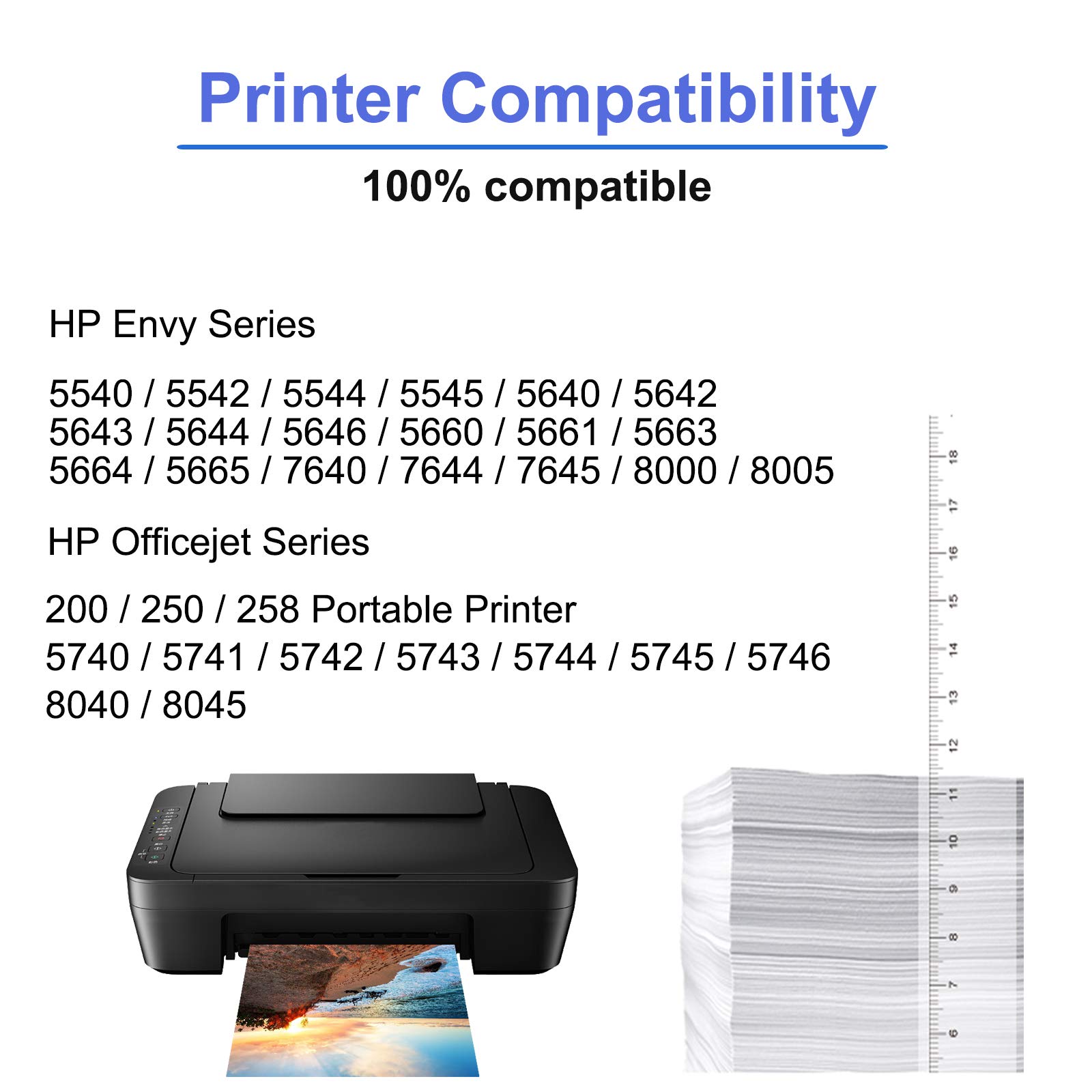 SuperInk 2 Pack Compatible for HP 62XL 62 XL Black High Yield Ink Cartridge (C2P05AN) Use in Envy 5540 5541 5542 5548 5660 5665 7640 7643 7644 7645;Officejet 200 250 258 5740 5741 5746 8040 Printer