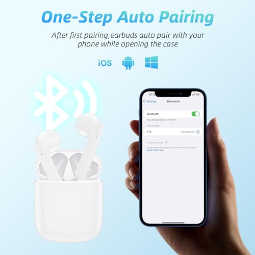 Wireless Earbuds 40H Playtime 8H Continuous Playtime Bluetooth Ear Buds, IPX6 Waterproof Stereo Sound Bluetooth Wireless Headphones with Microphone and Charging Case for iOS Android Sports
