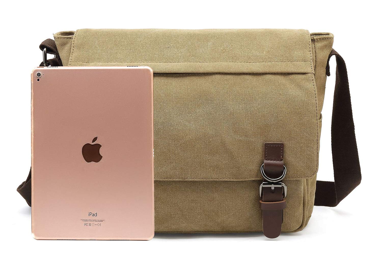 Sechunk Canvas Leather Messenger Bag Shoulder bag Cross body bag Crossbody large for men boy girl