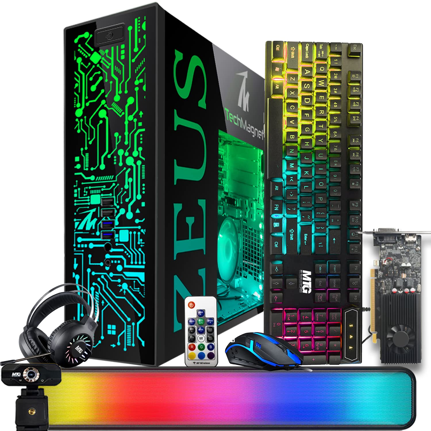 TechMagnet Gaming Desktop PC, Intel i7 6th Gen, Zeus Pro 6, GT 1030, 32GB RAM ARGB, 1TB SSD + 2TB HDD, RGB Front Panel 385 Patterns, RGB Kit, Win 10 Pro (Renewed)